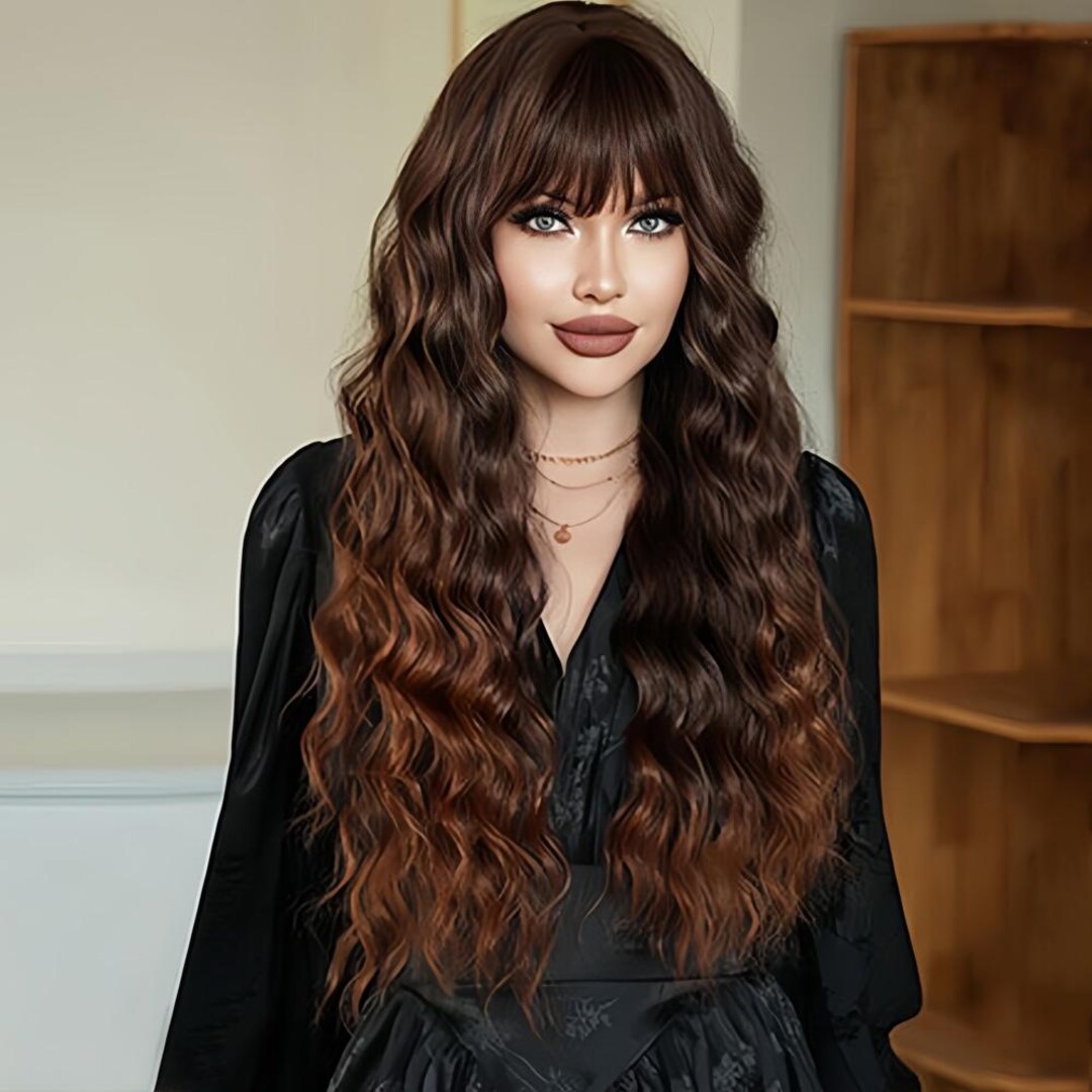 Brown Wool Curly Wigs, 30 Inch Synthetic Wigs, Long Curly Wigs ...