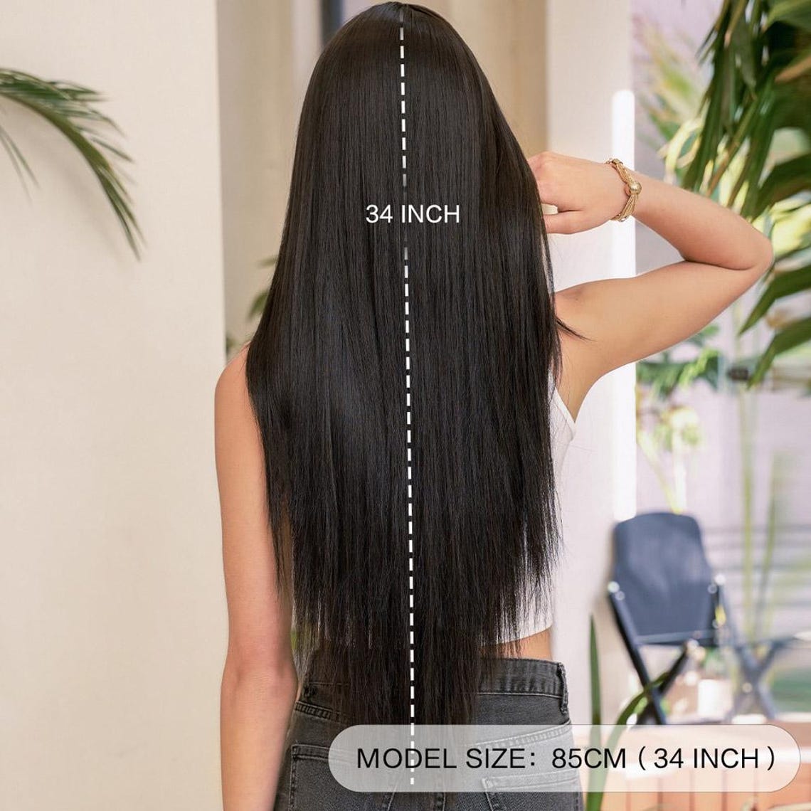 Black Extra Long Straight Wigs, Layered Straight Hair, Wigs With Bangs ...
