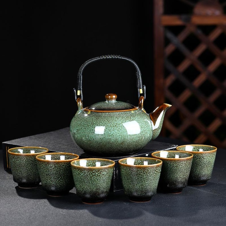 Kiln-changed Ceramic Tea Set, Japanese Tea Set, Vintage Tea Set, Teapot ...