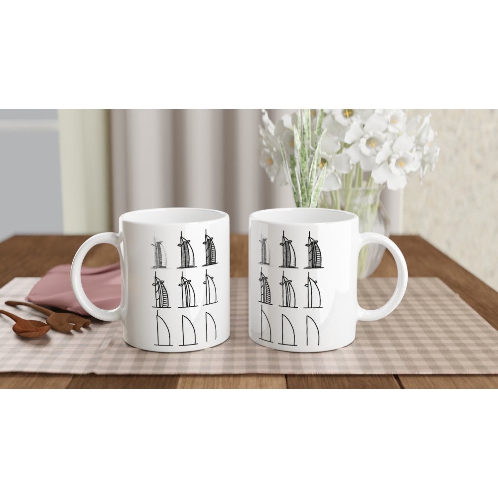 Burj Al Arab, Dubai. Picasso Line Drawing Inspired Mug Art. - Etsy