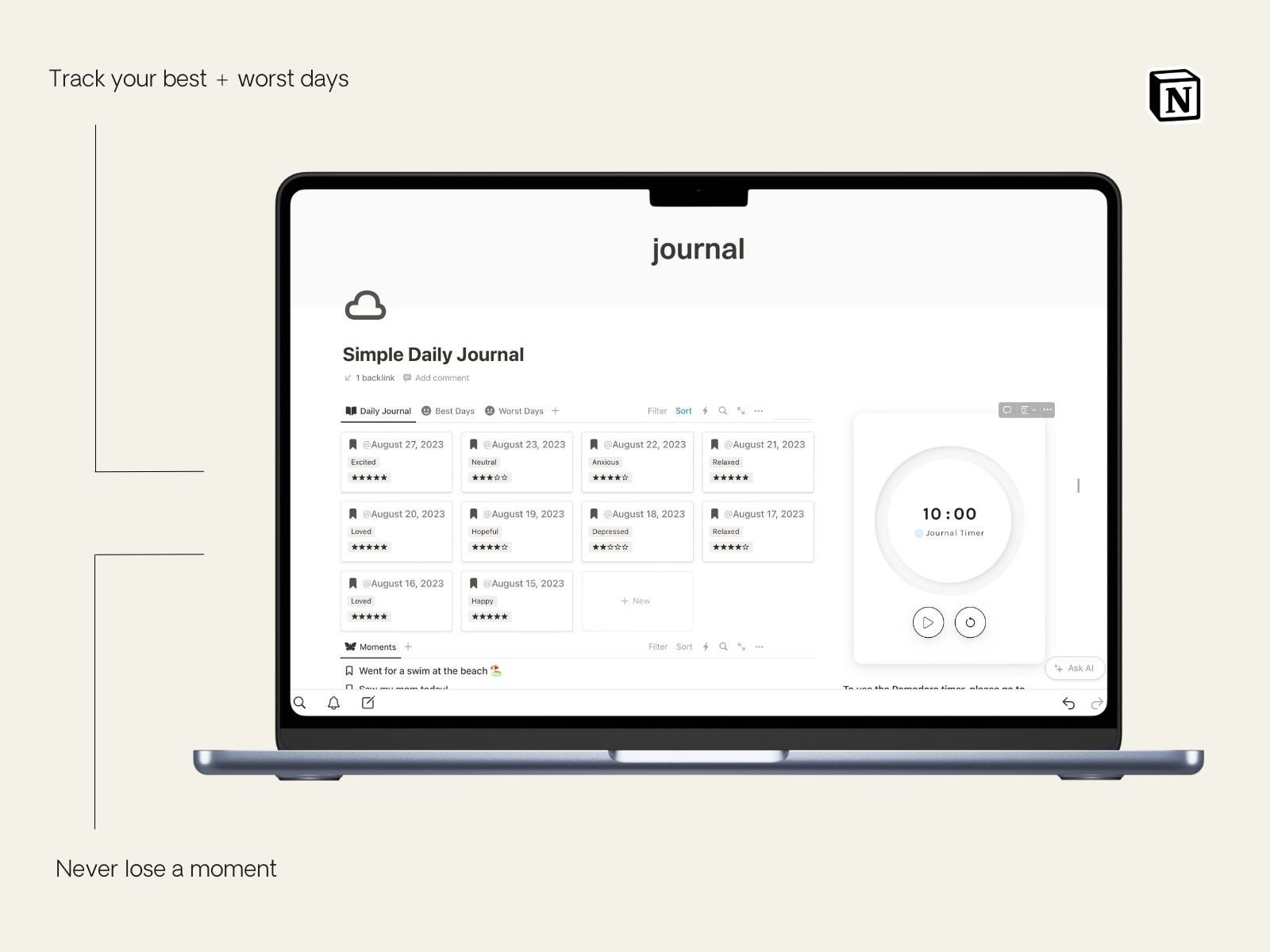 Minimal Notion Journal | Journal Template | Daily Journaling | Digital ...