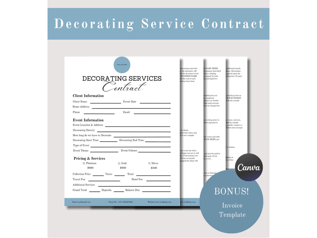 Event Decorating Service Contract, Editable Event Planning Services ...