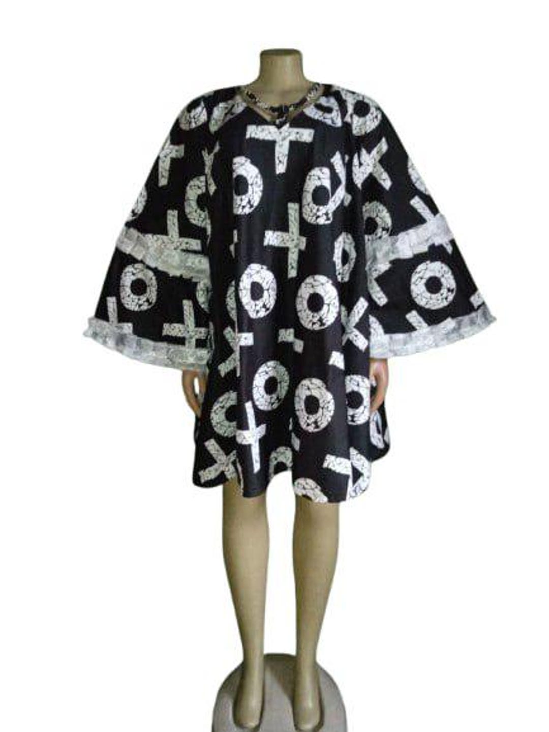 Ready to Wear African Print Short Ankara Flay Gown With Funnel Sleeves ...