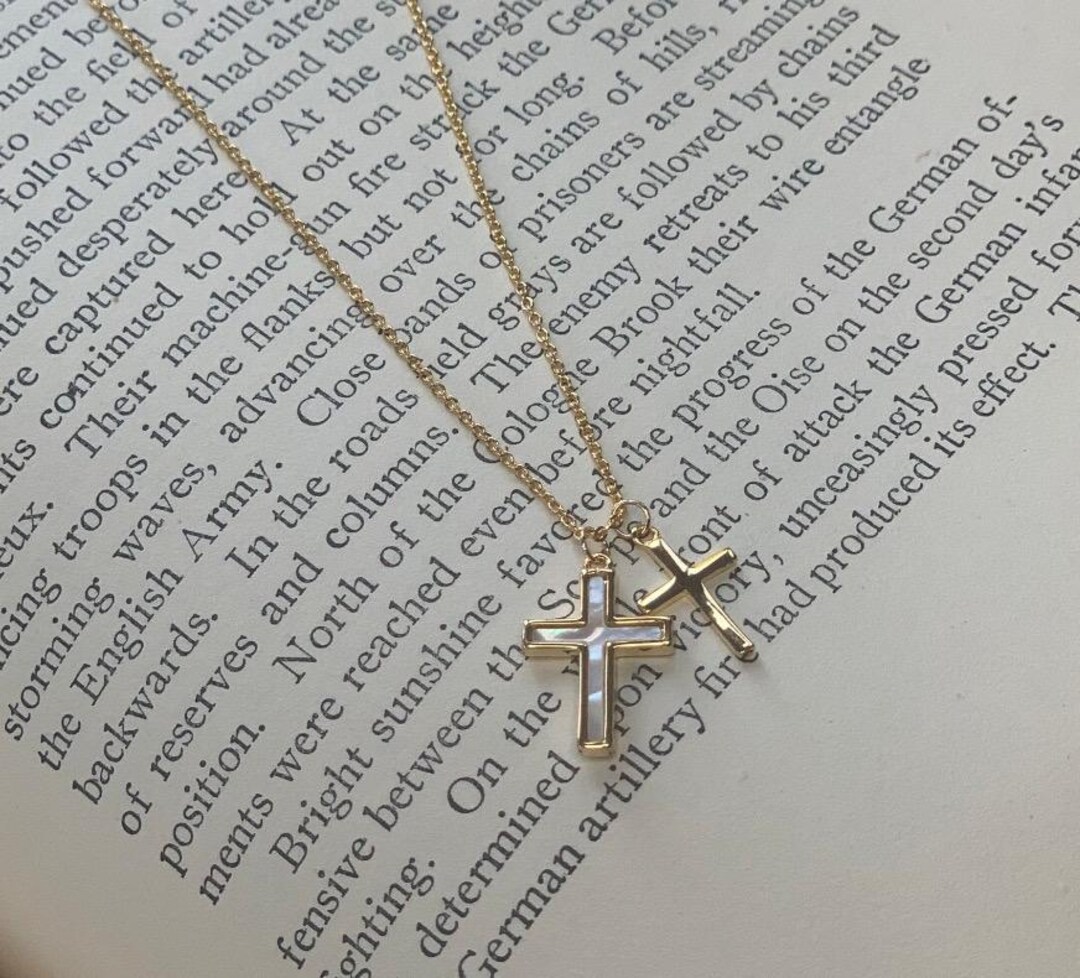 Double Mini Cross Necklace, Religious Cross Necklace Gold, Silver Cross ...