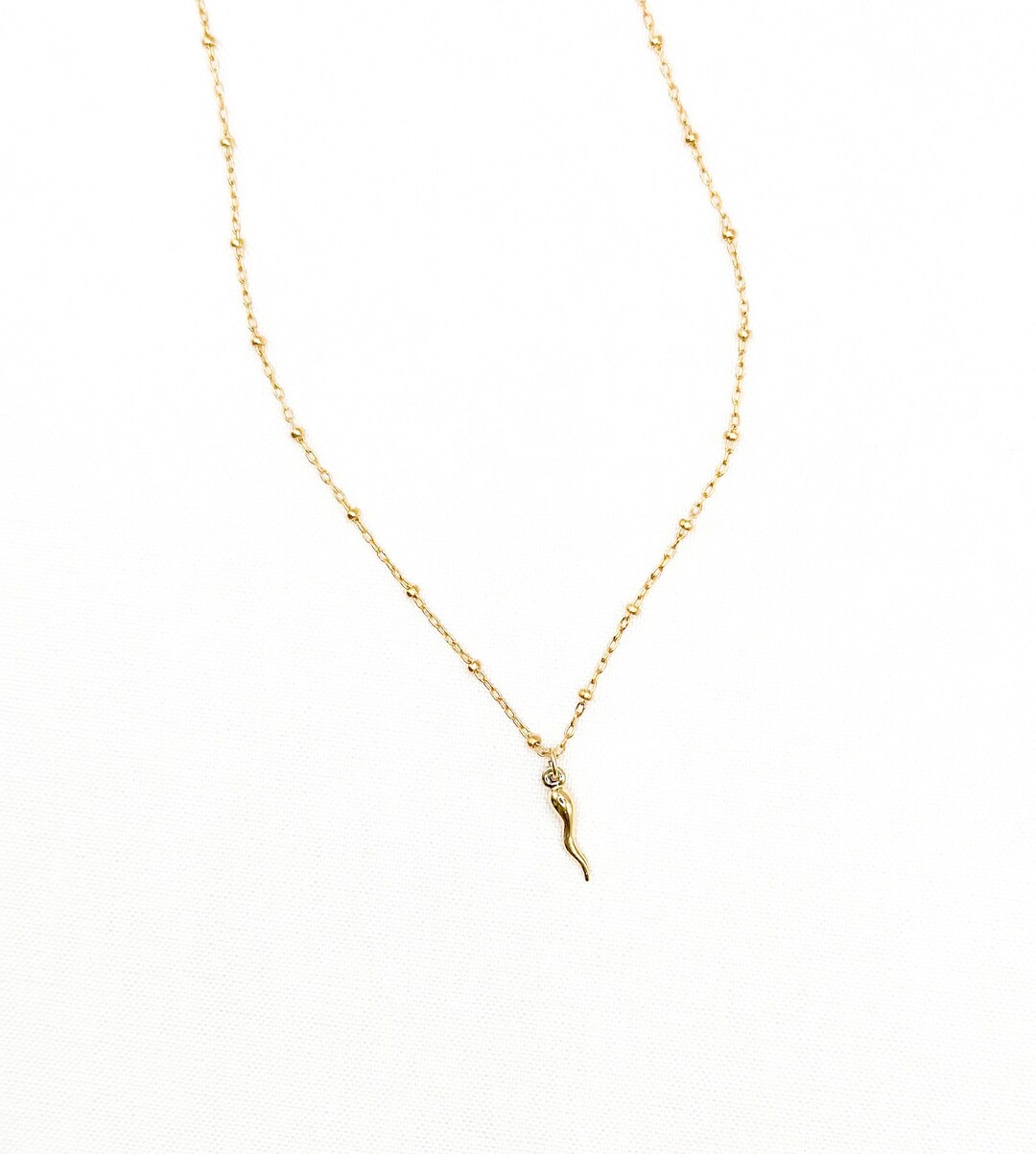 14k Gold Filled Italian Horn Necklace: Sterling Silver Cornicello Good ...