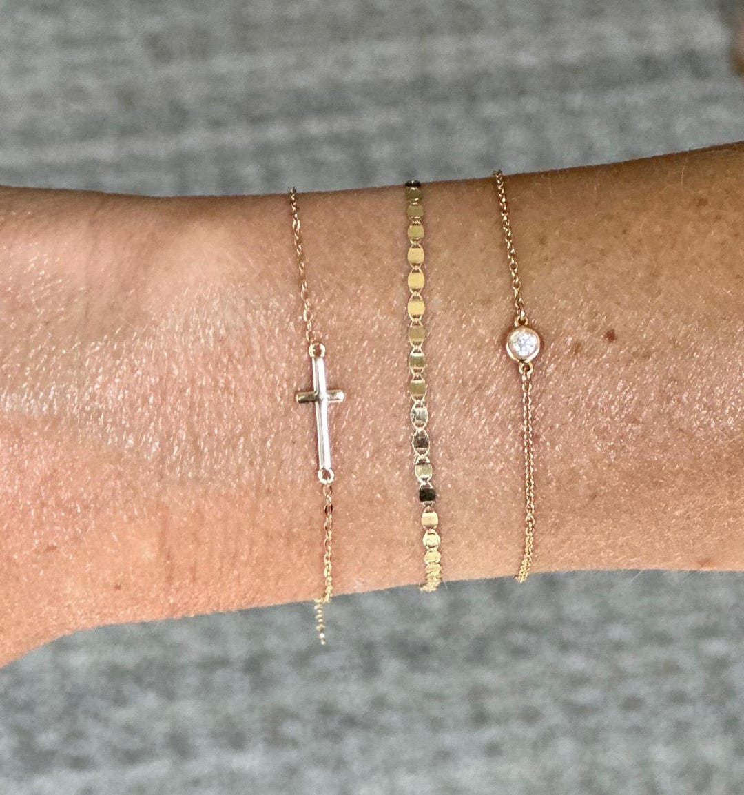 10k Gold Cross Bracelet Dainty Cross Jewelry Religious Bracelet Cross ...