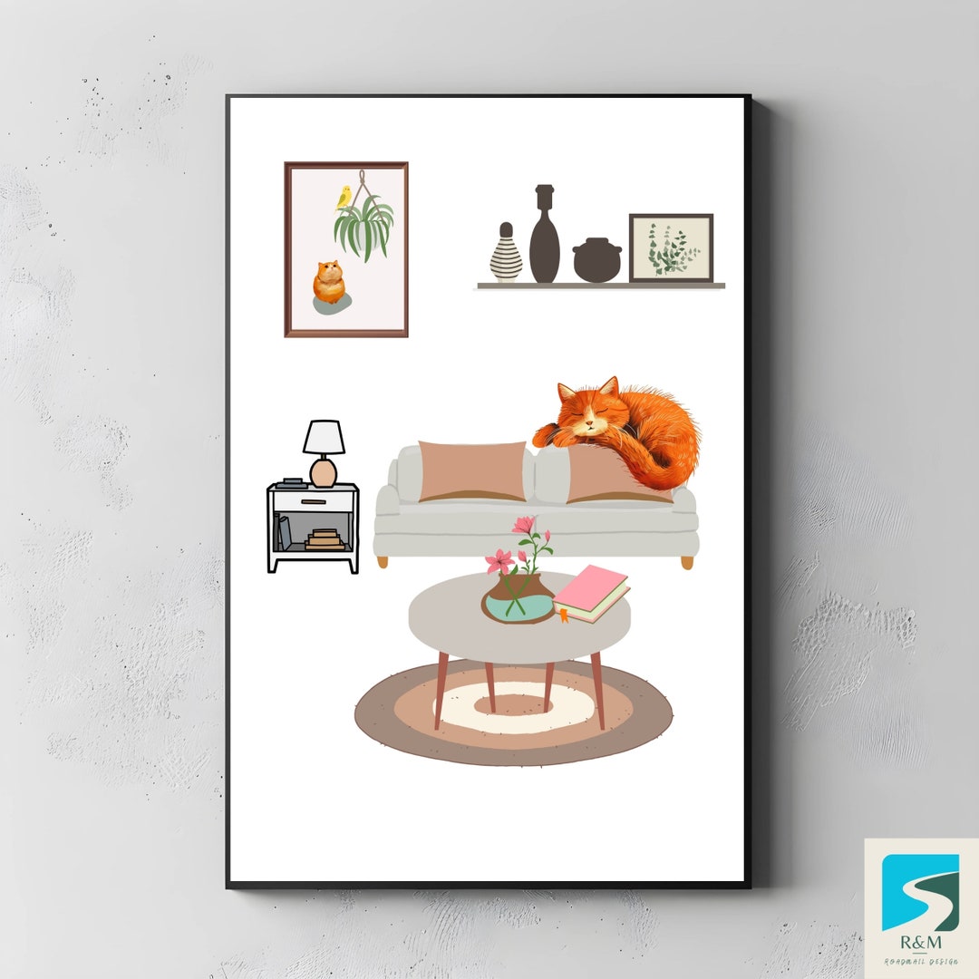 Printable Wall Art, Orange Cat Poster, Orange Cat , Cat Art Print ...