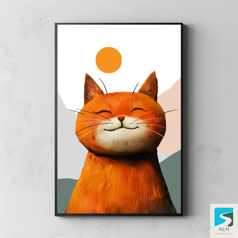 Orange Cat, Cat Gift, Cat Wall Art, Printable Cat, Orange Cat, Smile ...