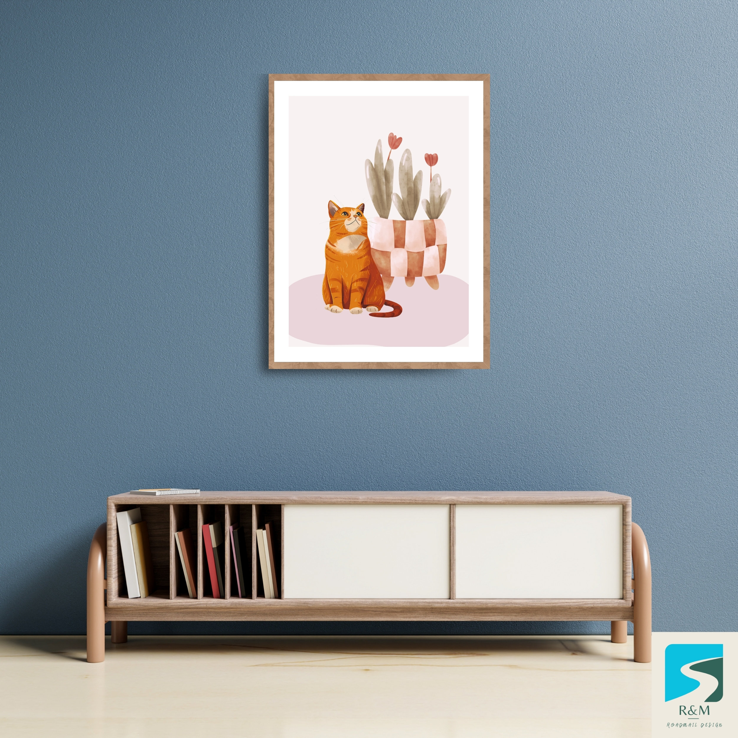 Printable Wall Art, Orange Cat Poster, Flowers and Cats, Flower Art ...