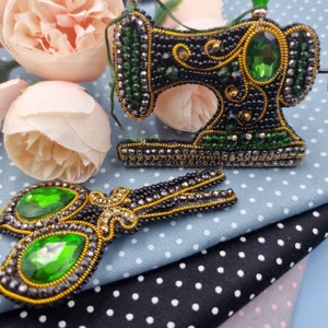 Beaded Brooch Brooch Seamstress Embroidered Brooch Gift for Seamstress ...