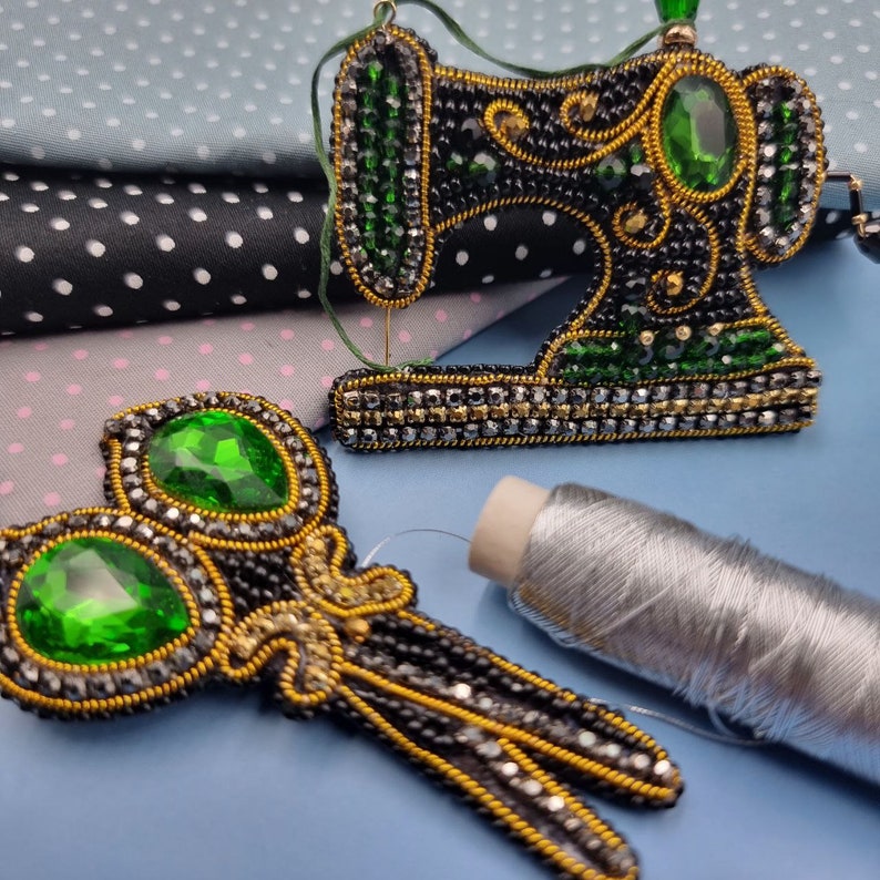 Beaded Brooch Brooch Seamstress Embroidered Brooch Gift for Seamstress ...