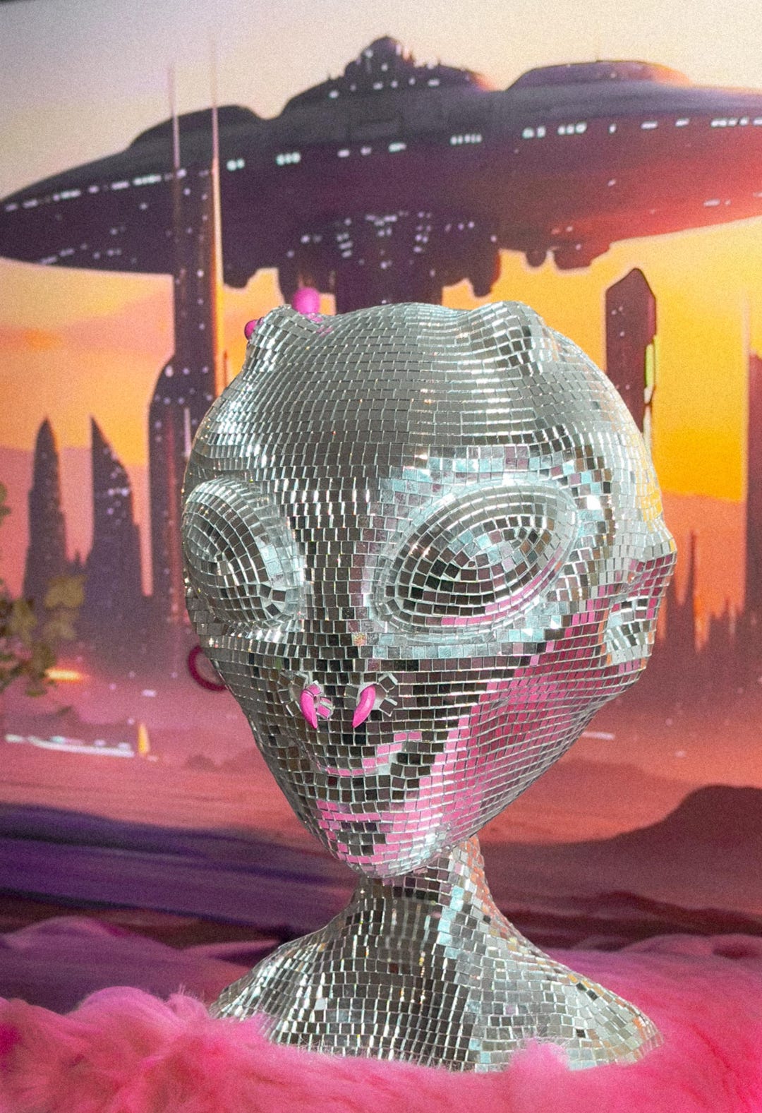 Disco Alien Decor: Mirrored Tile UFO, 70s Style - Etsy