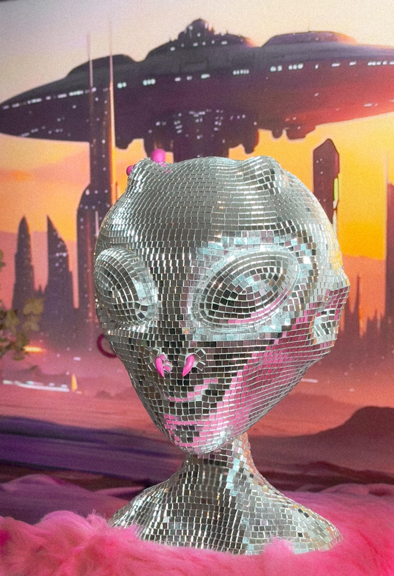 Disco Alien Decor: Mirrored Tile UFO, 70s Style - Etsy