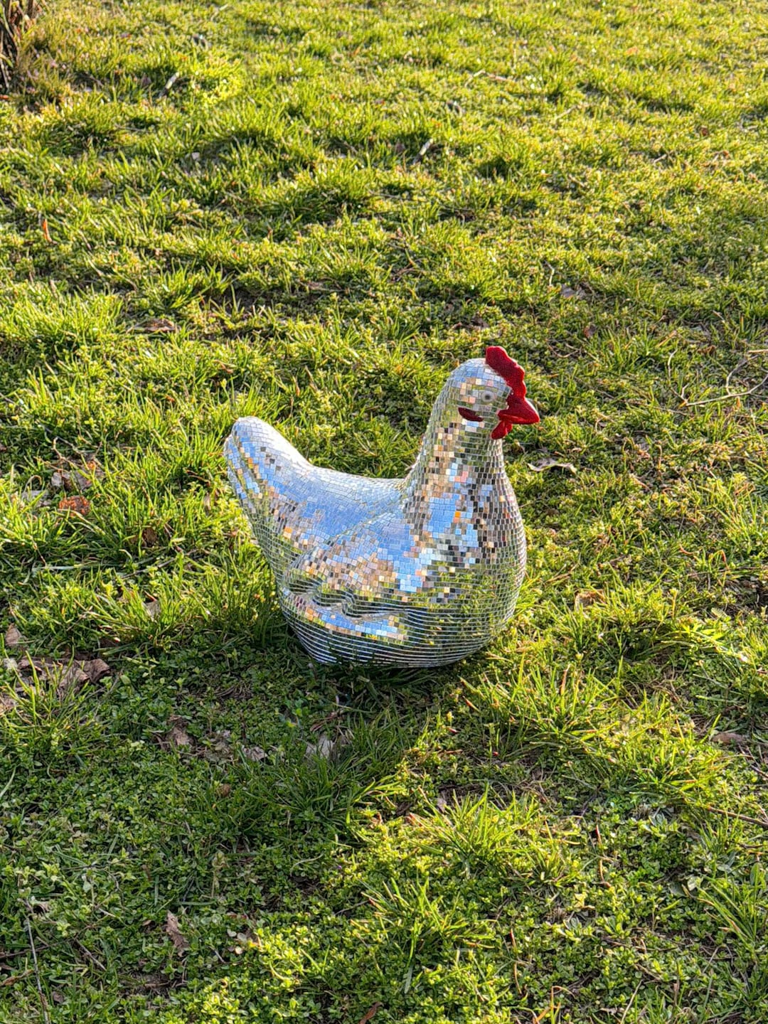 Disco Hen Decor: Mirrored Tile Chicken, 70s Style - Etsy