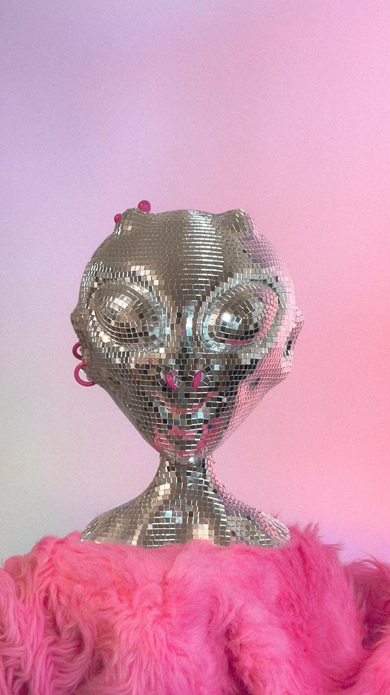 Disco Alien Decor: Mirrored Tile UFO, 70s Style - Etsy