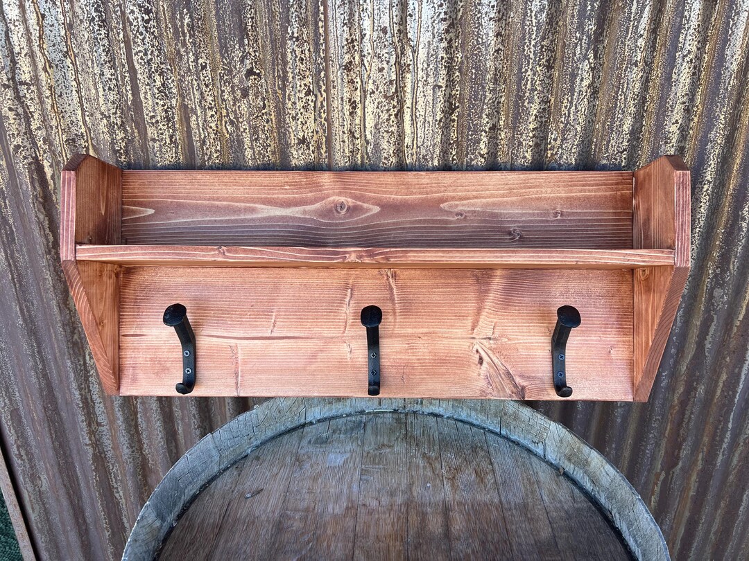 Rustic Pine Wood Entryway Shelf With Hooks - Backpack Organizer - Etsy