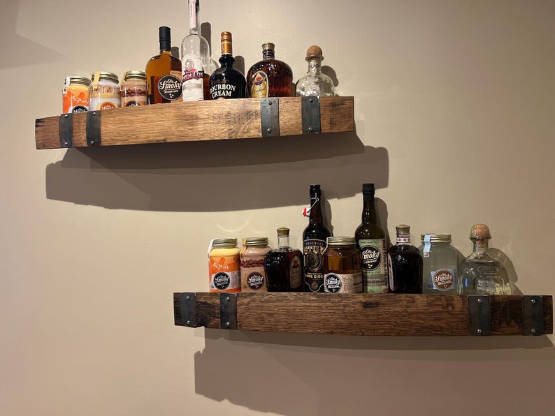 Floating Shelf Rustic Barrel Stave Shelf Primitive Shelf Reclaimed ...