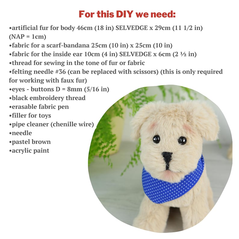 Dog Sewing Pattern PDF Digital Download Plush Dog Do It Yourself - Etsy