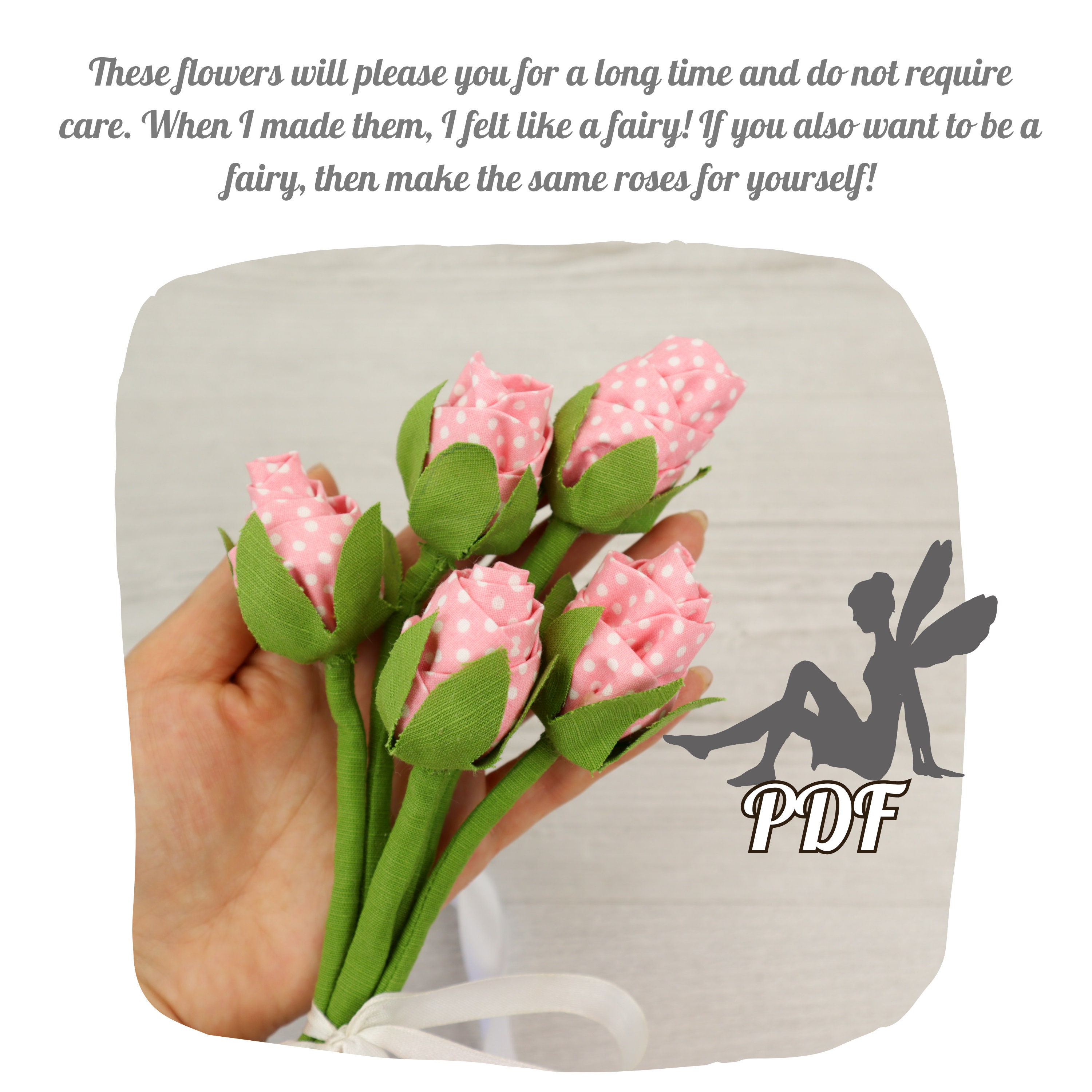 Flower Sewing Pattern Fabric Rose Easy DIY Do It Yourself Artificial ...