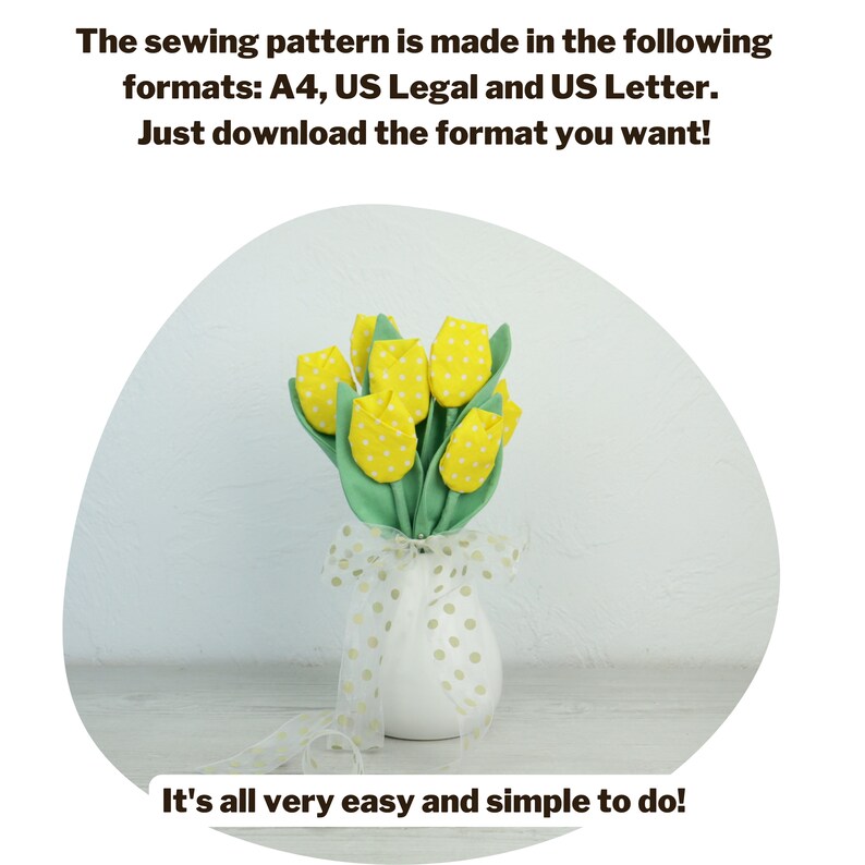 Flower Sewing Pattern Fabric Tulips Easy DIY - Etsy