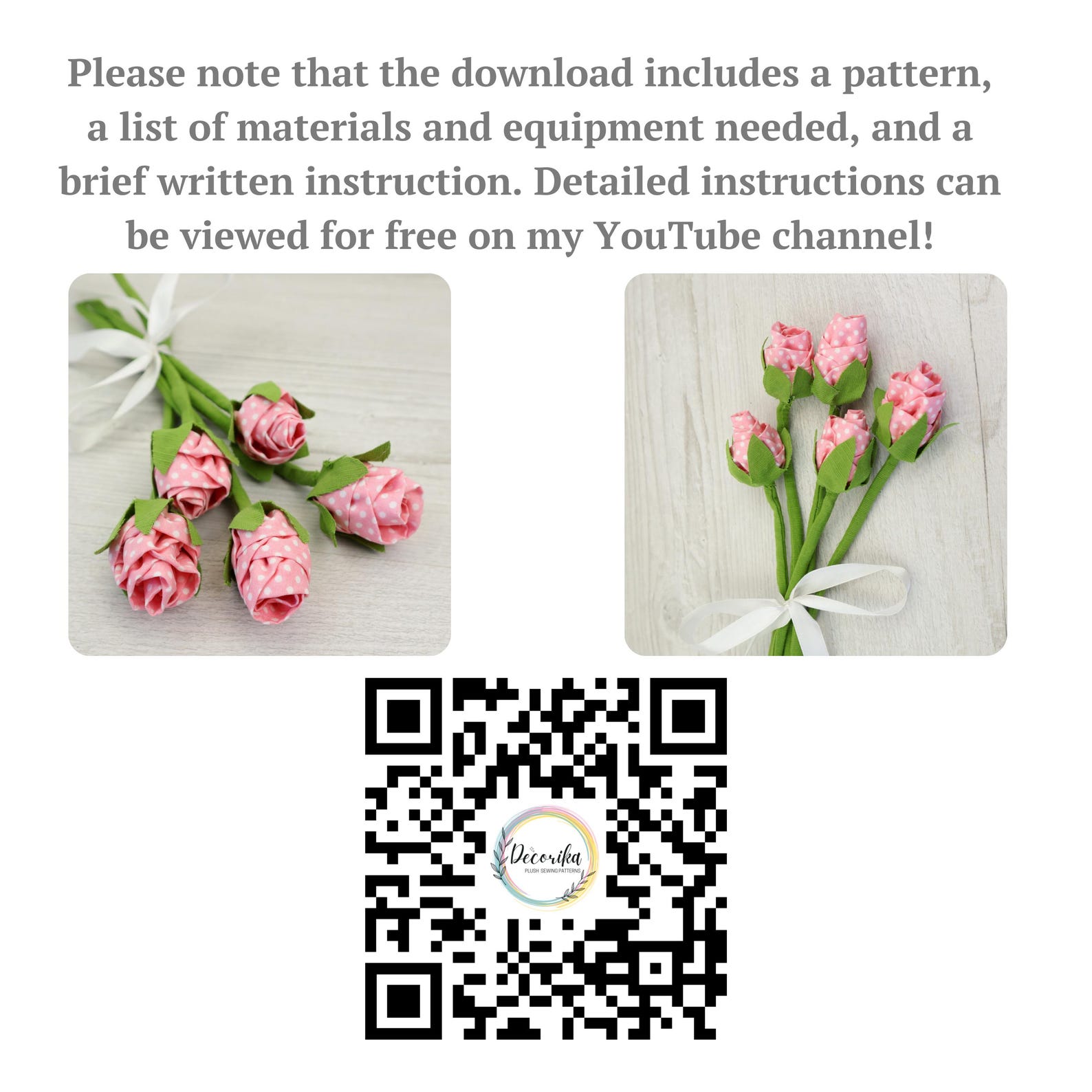 Flower Sewing Pattern Fabric Rose Easy DIY Do It Yourself Artificial Roses - Etsy