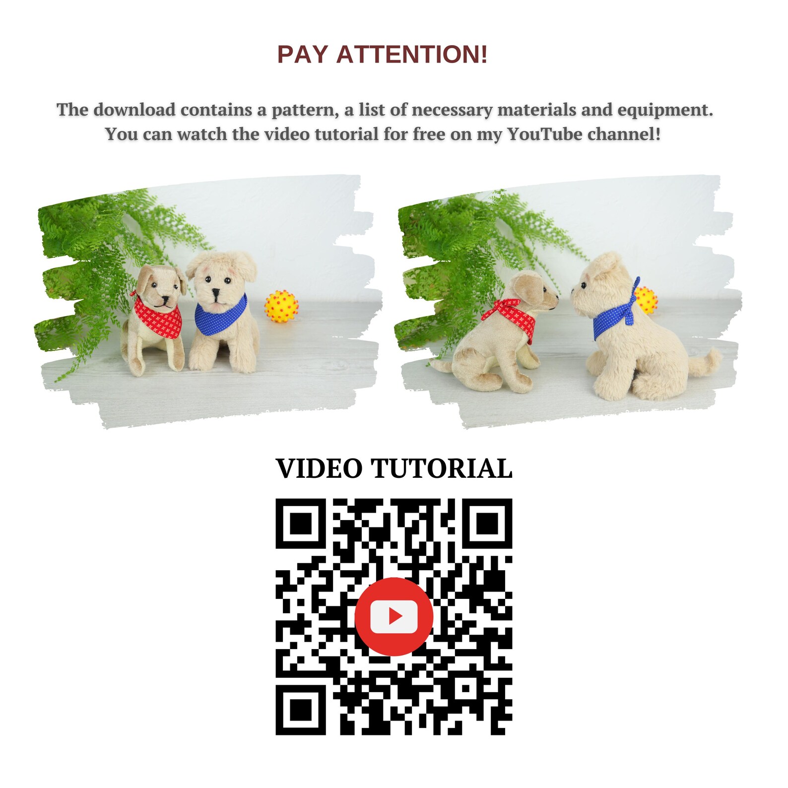 Dog Sewing Pattern PDF Digital Download Plush Dog Do It Yourself - Etsy