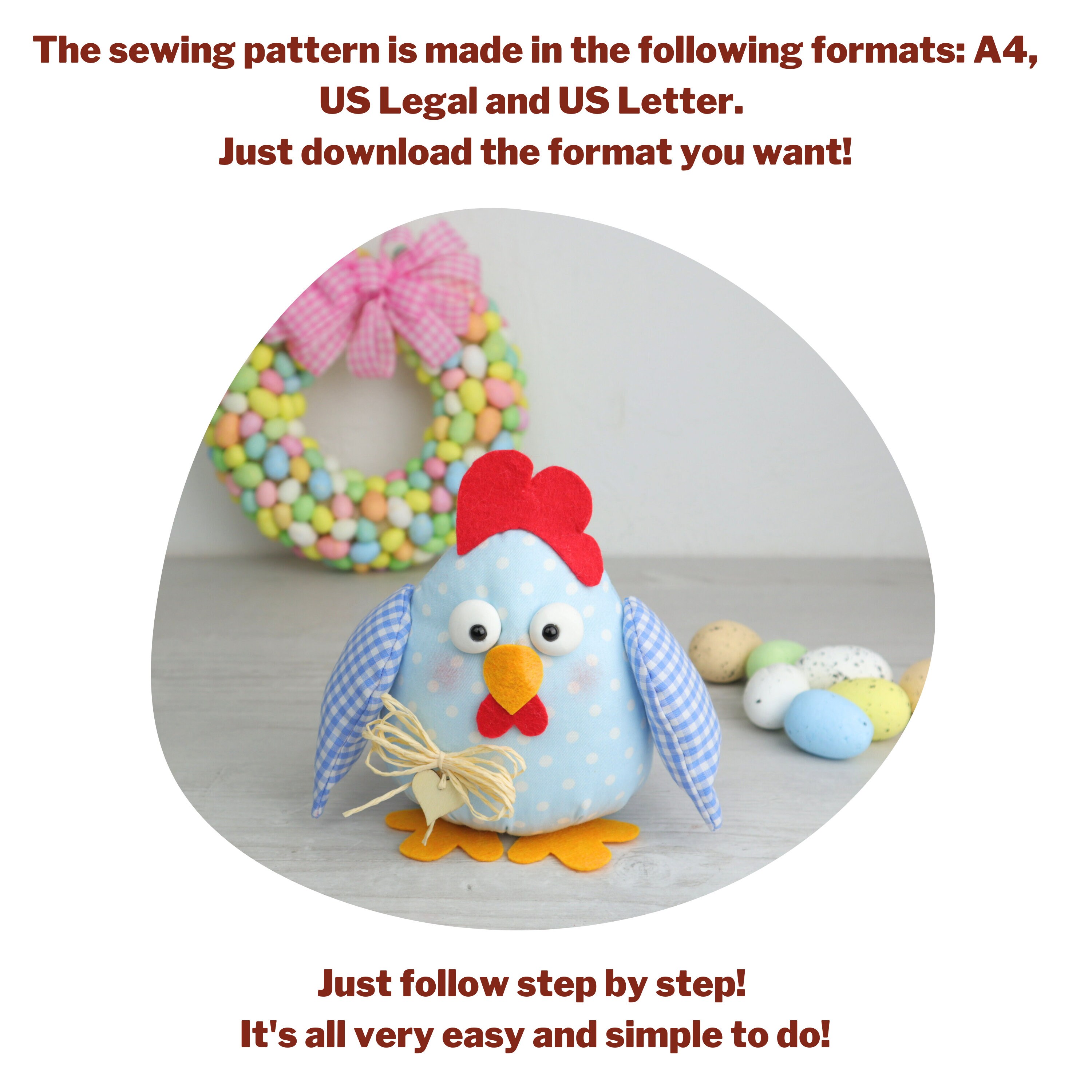 Chicken Sewing Pattern PDF Do It Yourself Easter Craft - Etsy