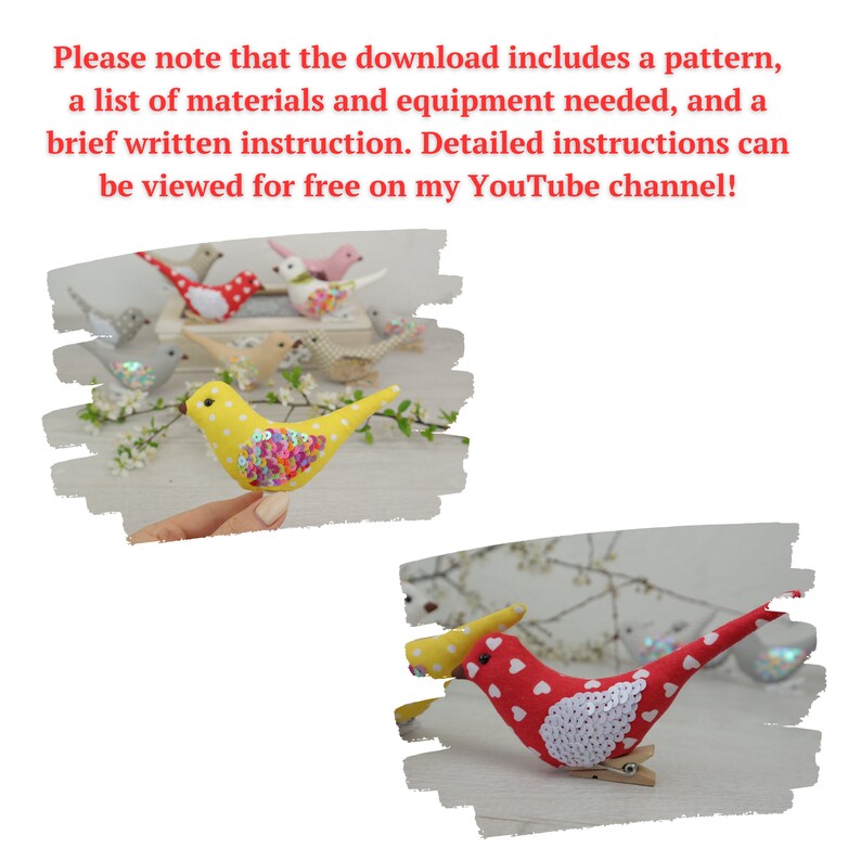 Bird Sewing Pattern Do It Yourself Bird Ornament Digital File - Etsy