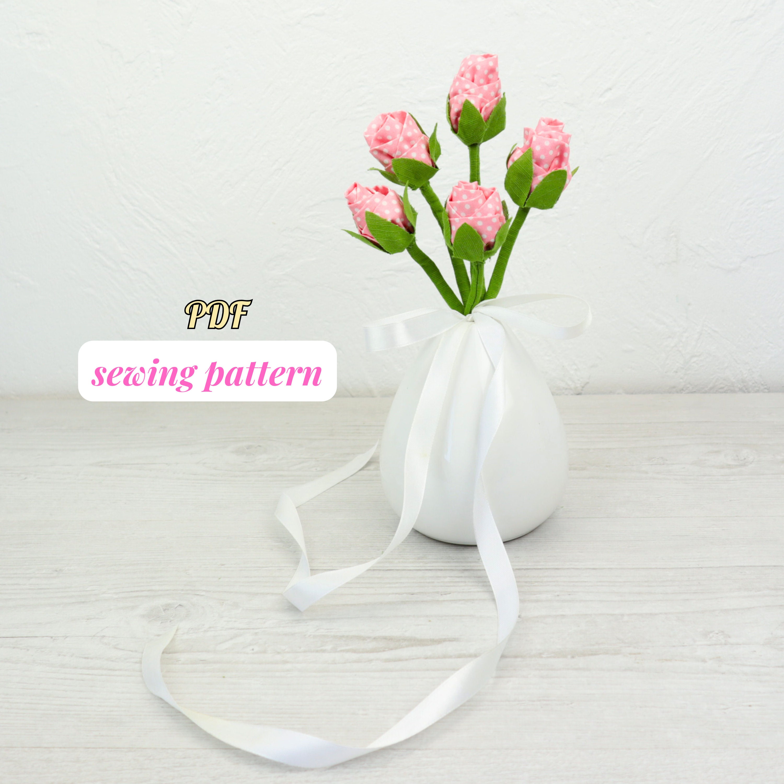 Flower Sewing Pattern Fabric Rose Easy DIY Do It Yourself Artificial ...