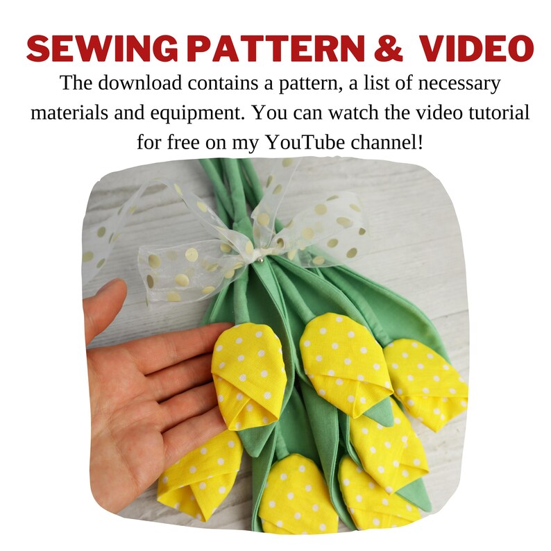 Flower Sewing Pattern Fabric Tulips Easy DIY - Etsy
