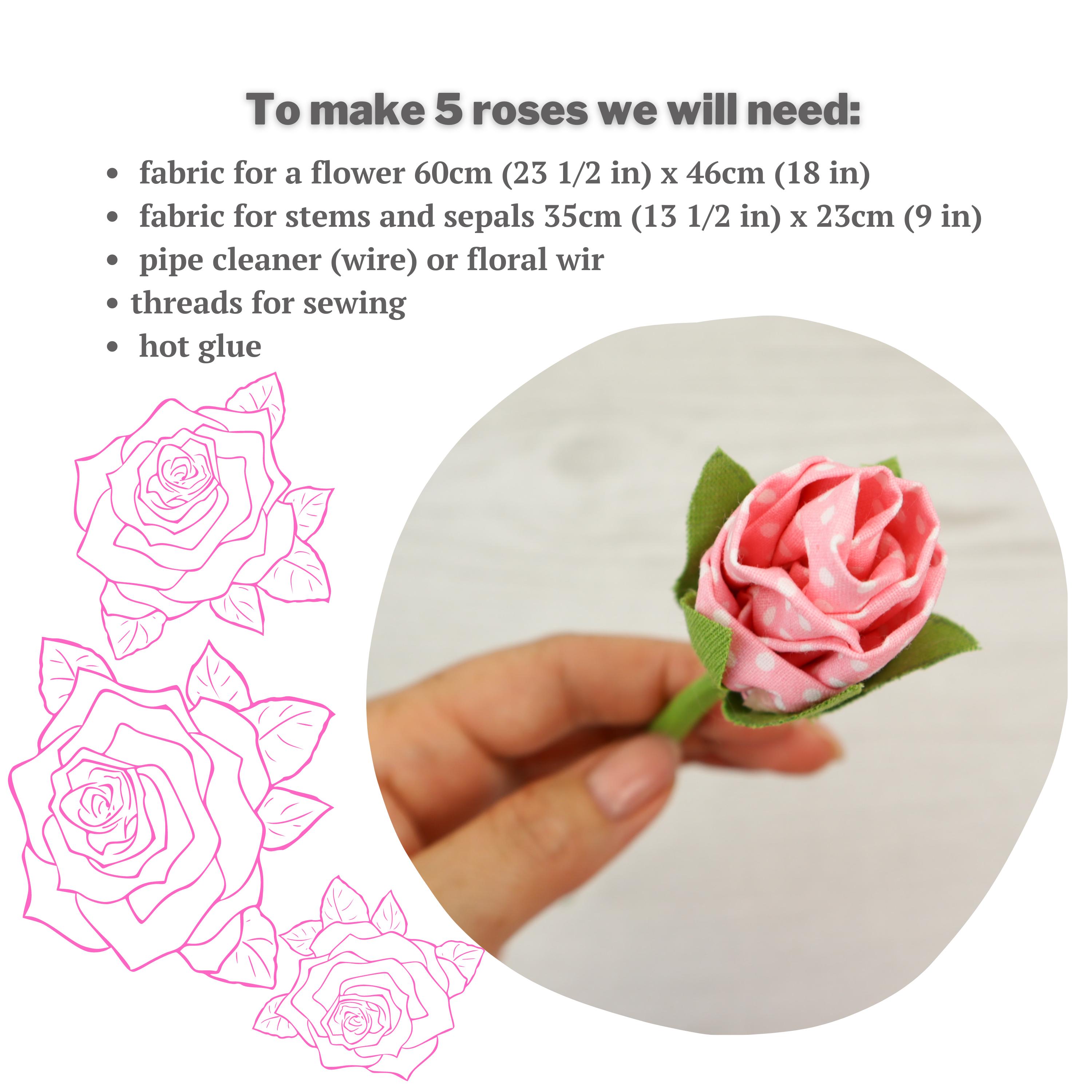 Flower Sewing Pattern Fabric Rose Easy DIY Do It Yourself Artificial ...