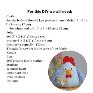 Chicken Sewing Pattern PDF Do It Yourself Easter Craft - Etsy
