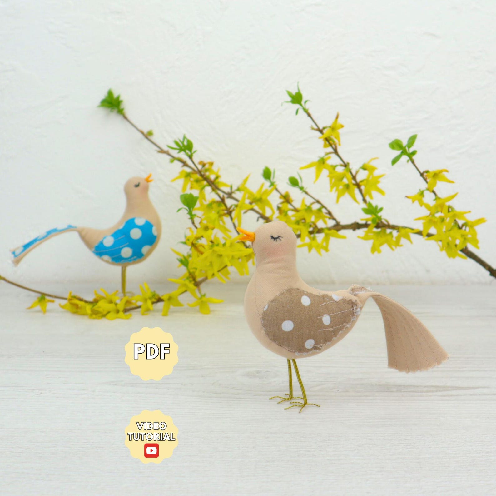 Bird Sewing Pattern Fabric Bird Ornament PDF Stuffed Bird Pattern ...