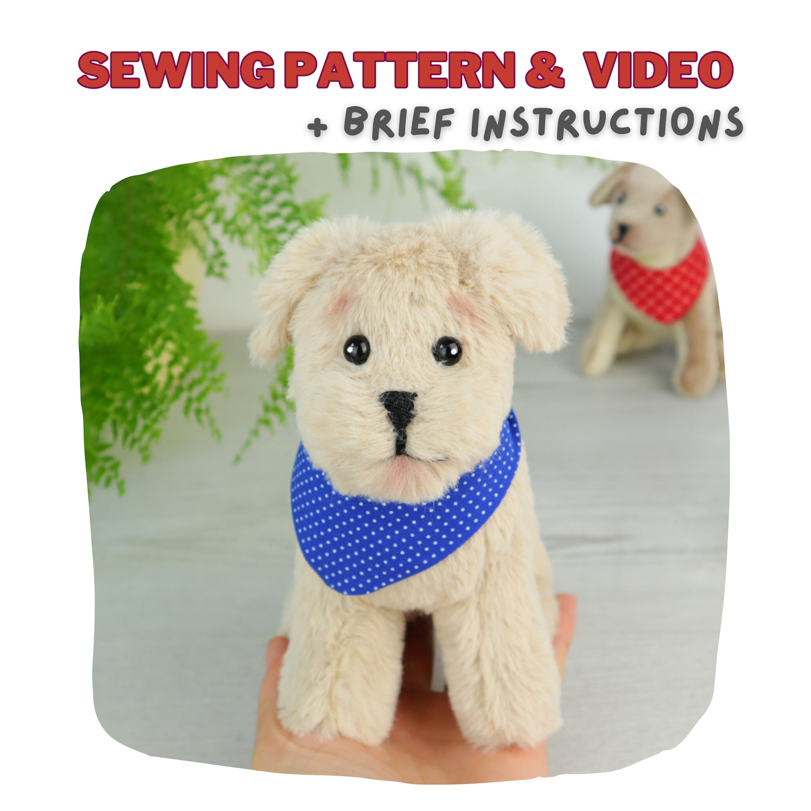 Dog Sewing Pattern PDF Digital Download Plush Dog Do It Yourself - Etsy