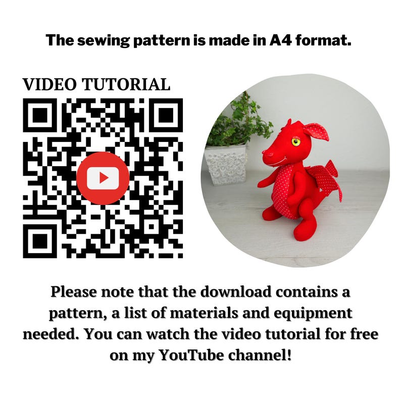 Dragon Plush Sewing Pattern PDF Do It Yourself Dragon Plushie - Etsy