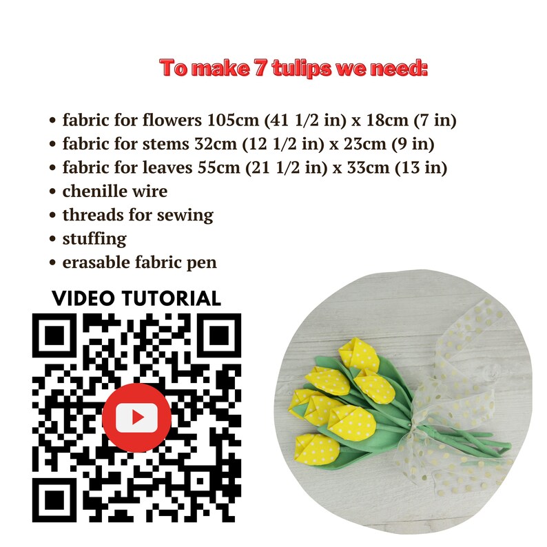 Flower Sewing Pattern Fabric Tulips Easy DIY - Etsy