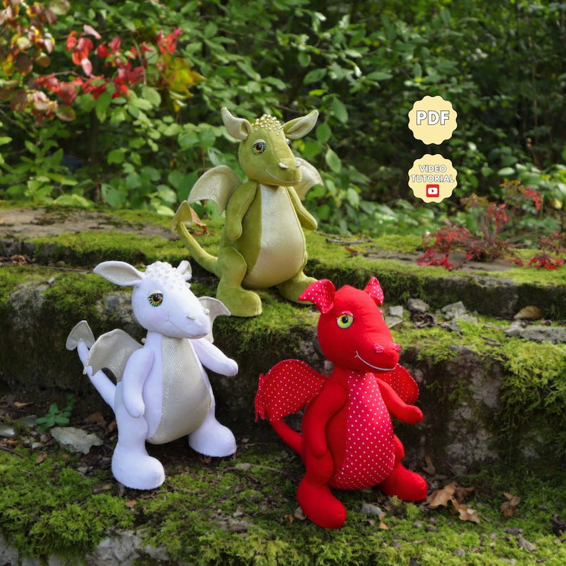 Dragon Plush Sewing Pattern PDF Do It Yourself Dragon Plushie - Etsy