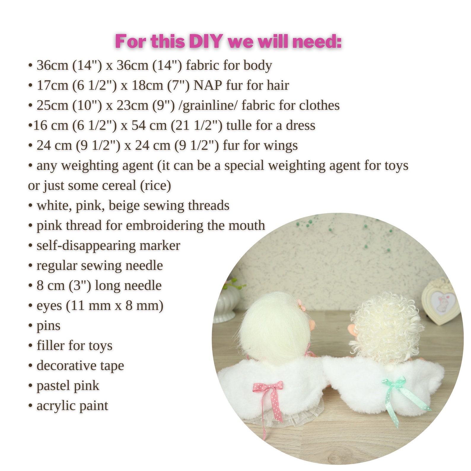 Angel Doll Pattern DIY Rag Doll Sewing Pattern Baby Girl Angel Digital ...