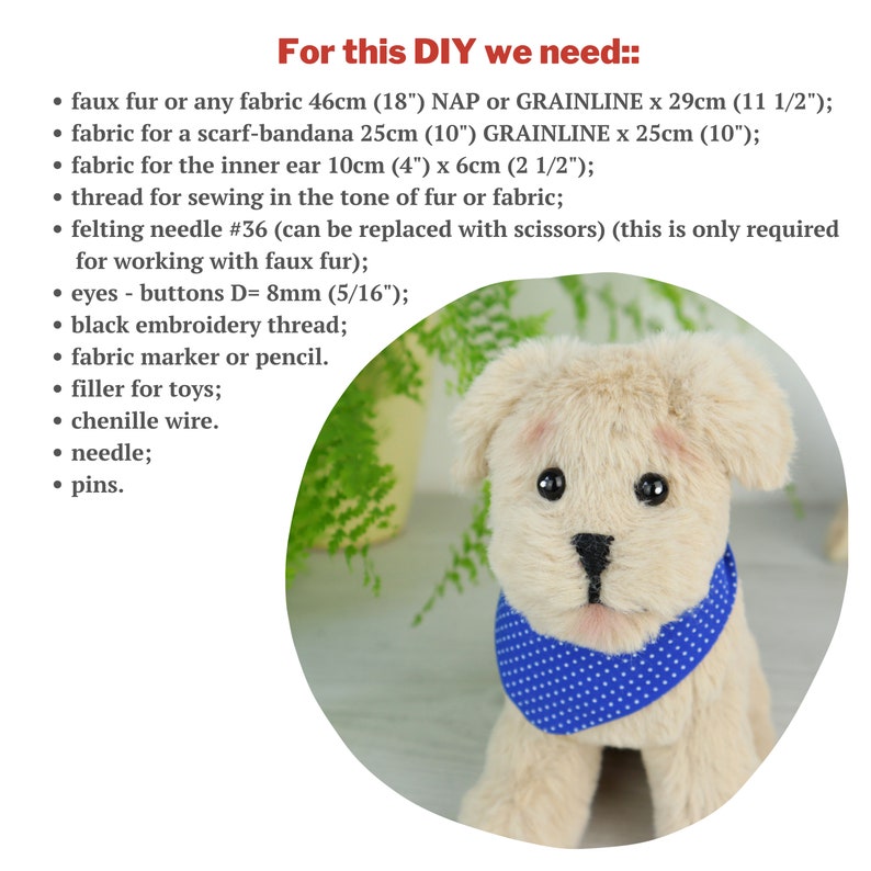Dog Sewing Pattern PDF Digital Download Plush Dog Do It Yourself - Etsy
