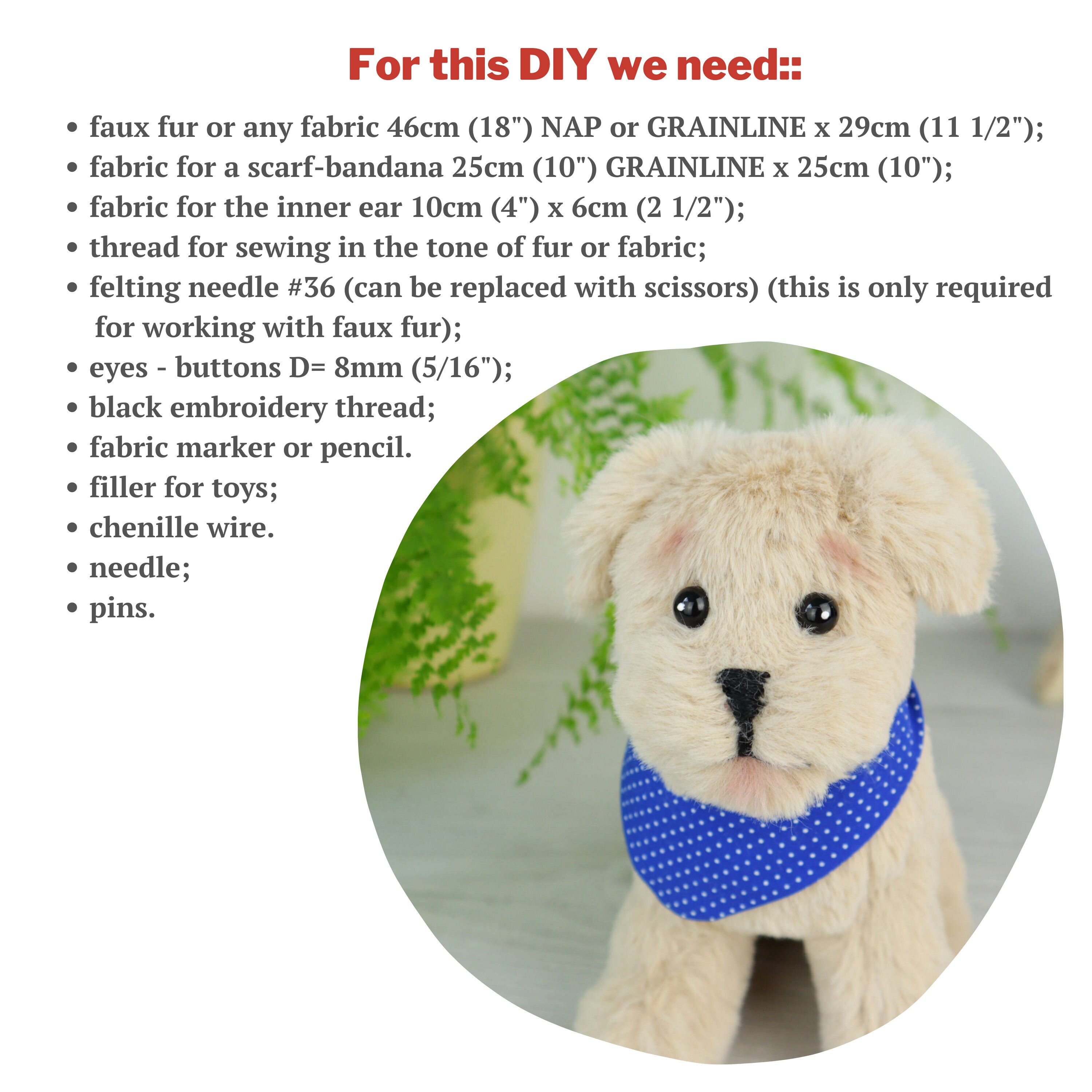 Dog Sewing Pattern PDF Digital Download Plush Dog Do It Yourself - Etsy