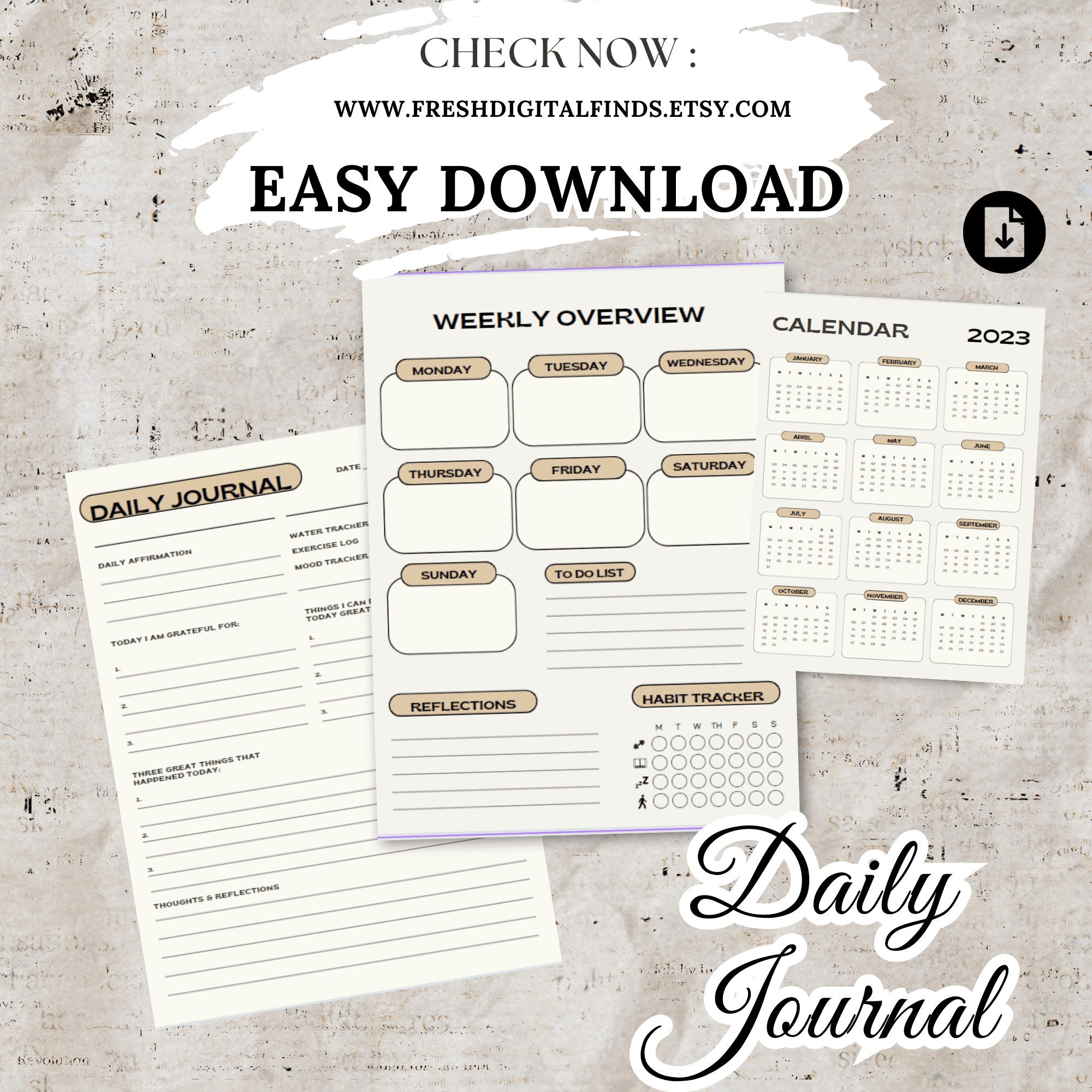 Printable Daily Reflection Journal, Digital Daily Review, Daily Check ...