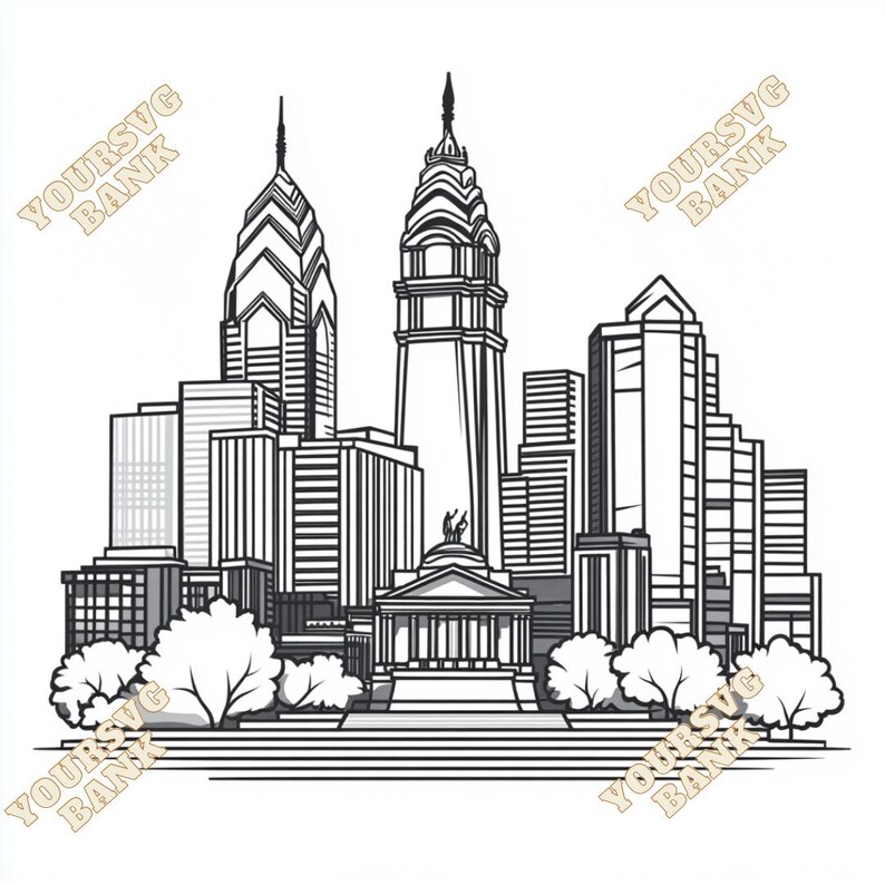 Realistic Skyline SVG & Png Bundle - NYC, Chicago, Washington DC ...