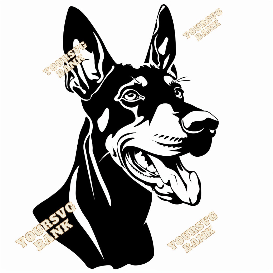 Doberman Pinscher and Doberman Digital Art: SVG and PNG Designs for ...