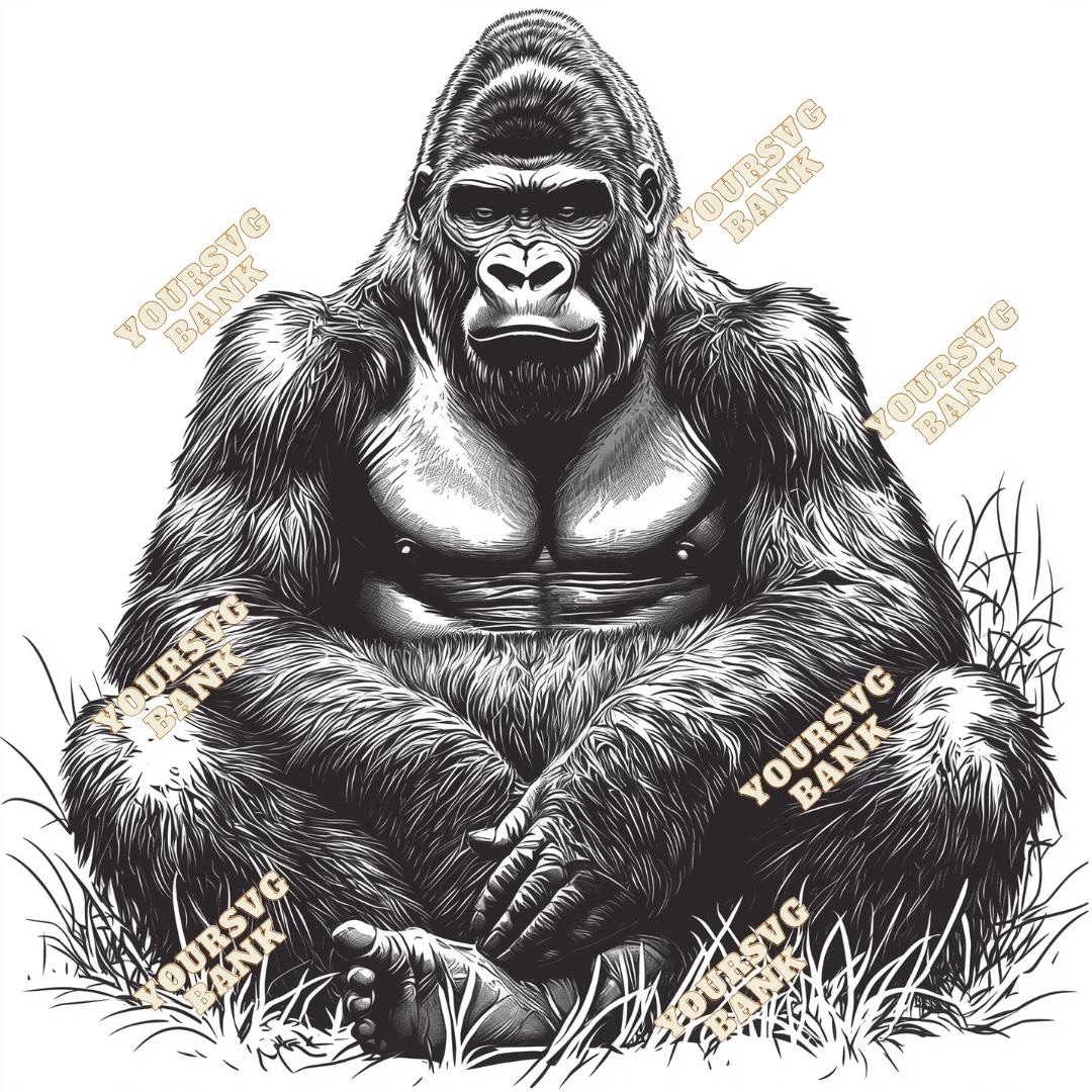 Majestic Silverback Gorilla Digital Art Pack - High-quality PNG & SVG ...