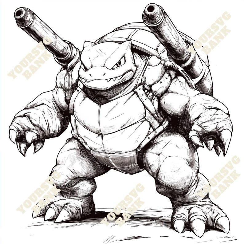Blastoise Fan Art: Water Turtle Clipart (SVG & PNG Digital Files) - Etsy