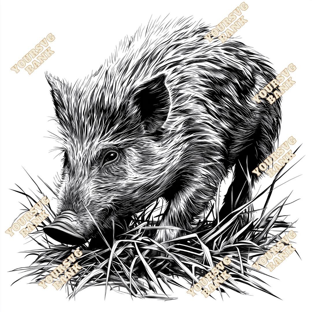 Powerful Wild Hog Digital Art Pack - High-quality PNG & SVG Files ...