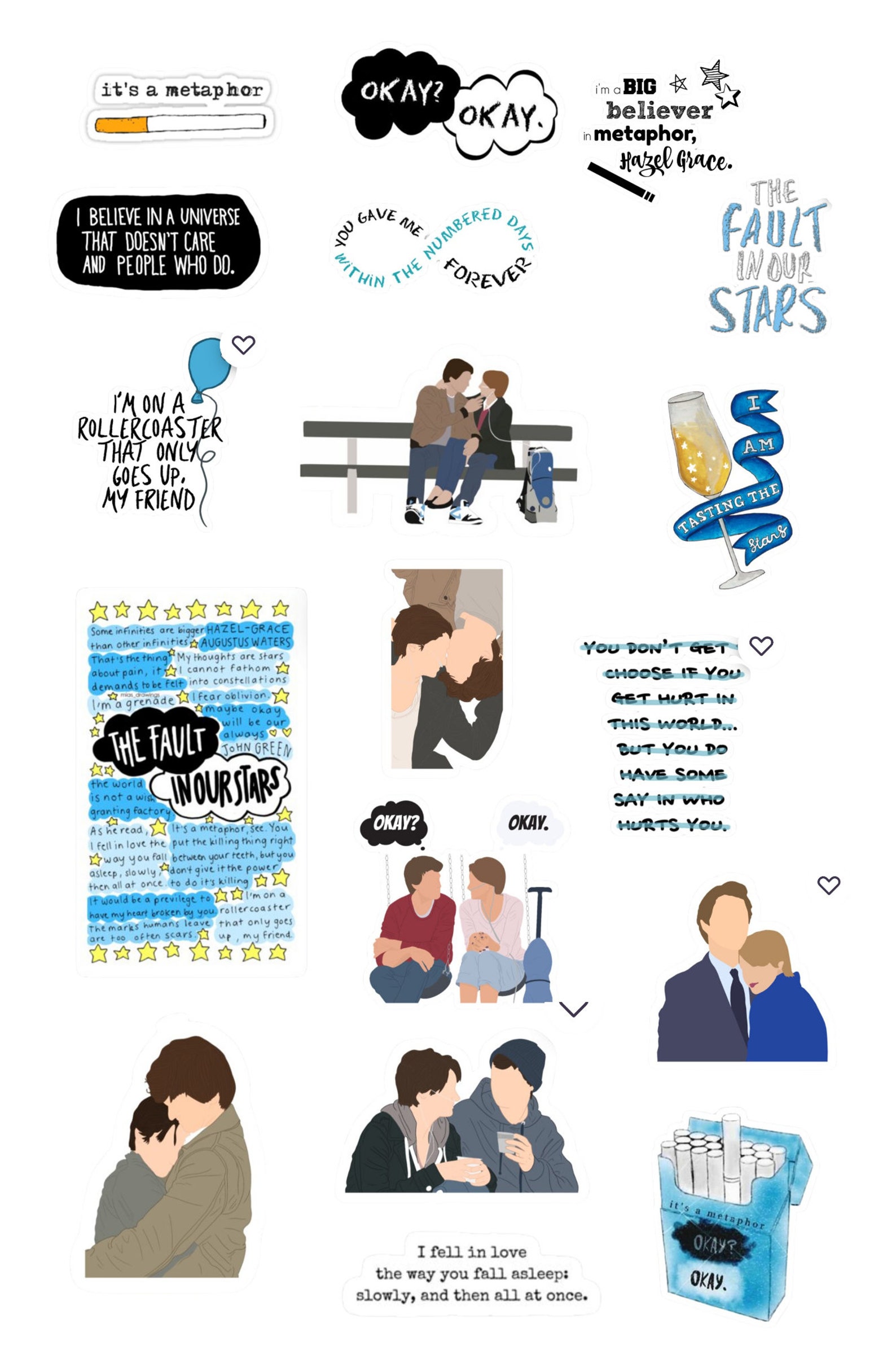The Fault in Our Stars Stickers, Booktok, Bookish, - Etsy