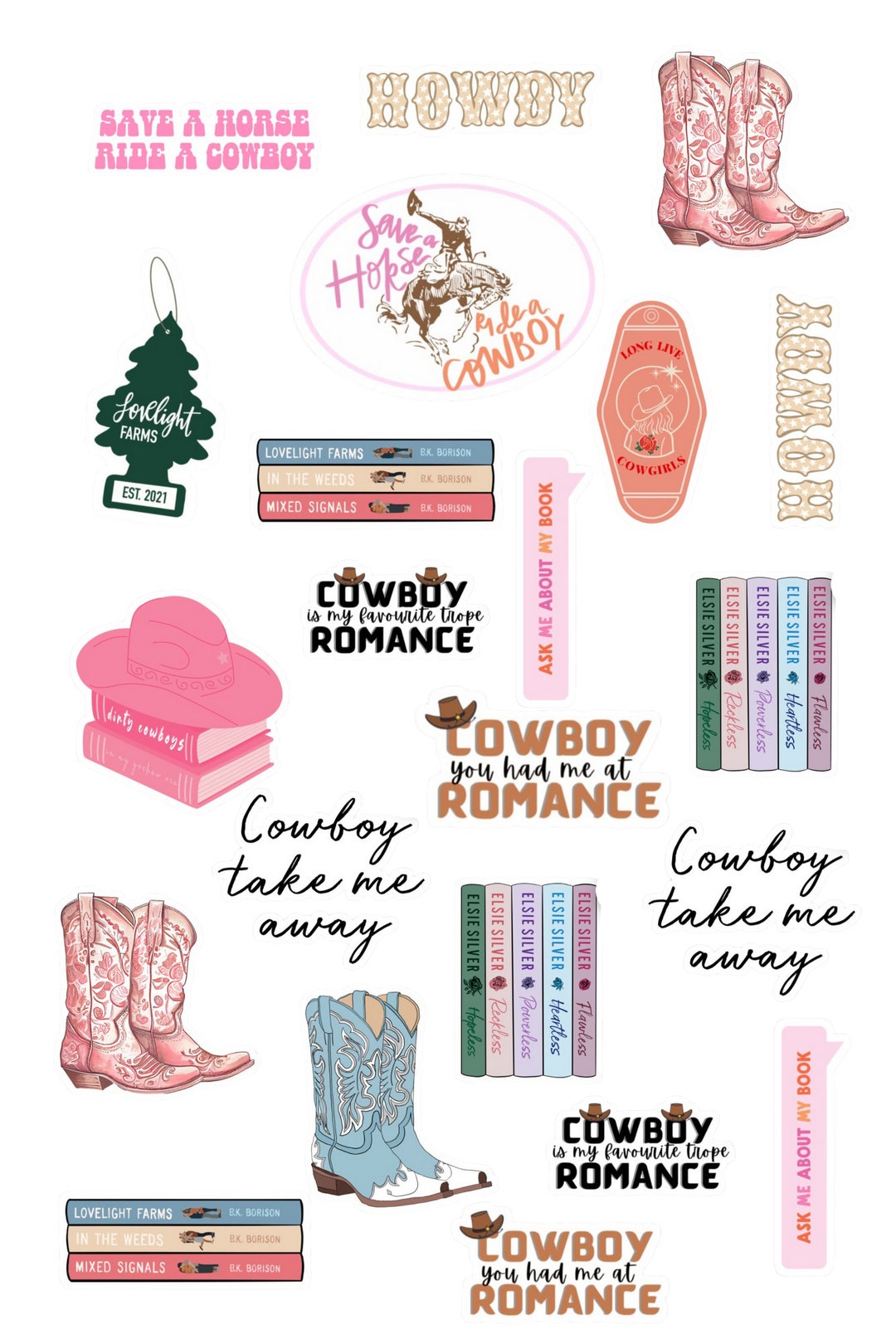 Cowboy Romance Digital Sticker Pack, Cowboy Trope, Bookish Stickers ...