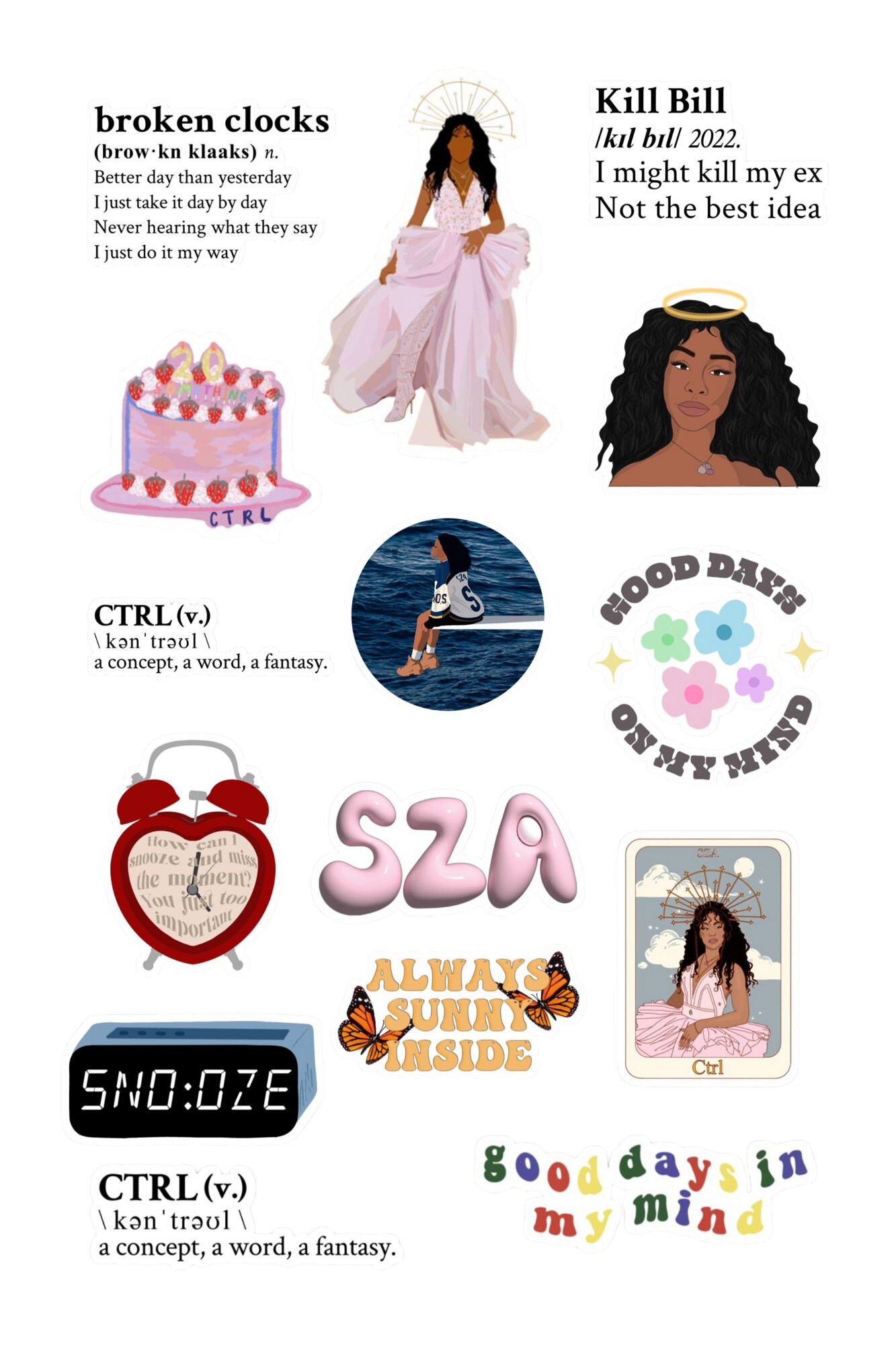 SZA Sticker Bundle, Sza Merch, Sza, Sza Gifts, Female Artist ...