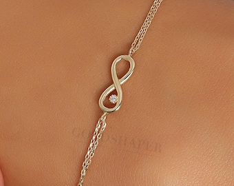14K Gold Infinity Bracelet, Infinity Bracelet, Infinity Charm Bracelet ...